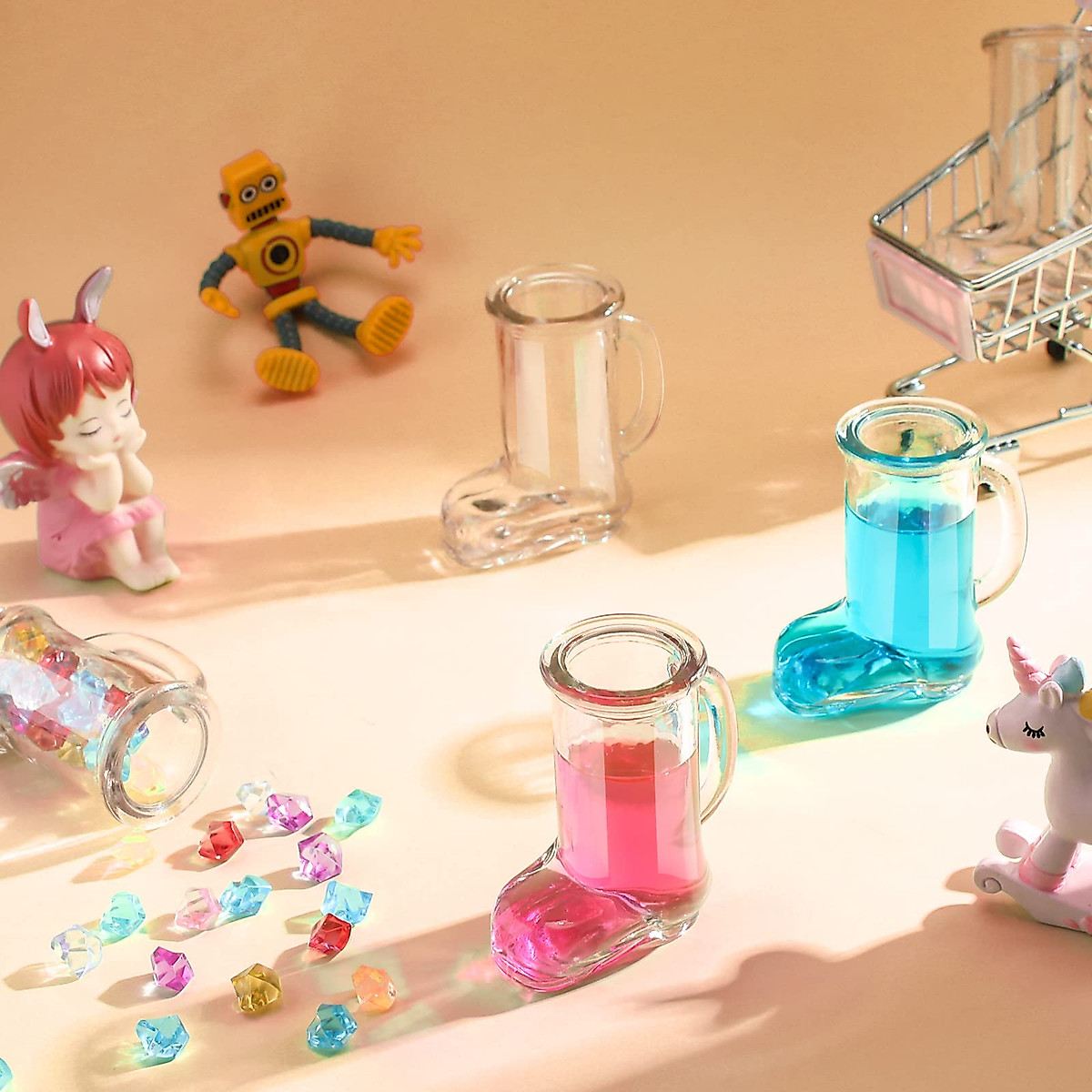 6 Pcs 1.7 oz Cowboy Boot Shot Glass Clear Mini Glass Boot Entertainment Funny Shot Glasses Heavy Base Beer Boot Shoe Drinking Glass Beverage Drinking Glassware for Whiskey Liquor Cowboy Party Decor