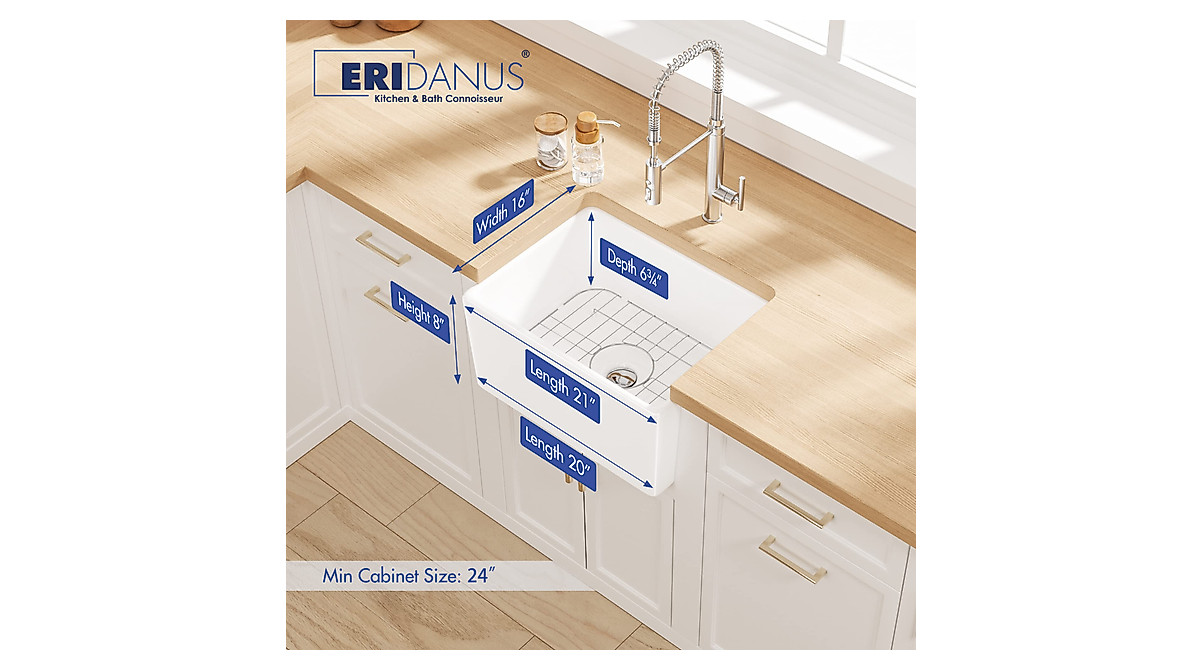 Eridanus 21" Farmhouse Kitchen Sink - Stylish & Durable
