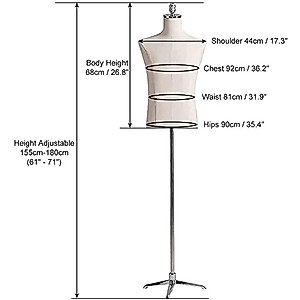 Tailors Dummy Mannequins Beige Male Linen Mannequin Torso, Dress Form Clothing Display Stand with Metal Base - Easy Assemble and Clean Dressform Mannequin