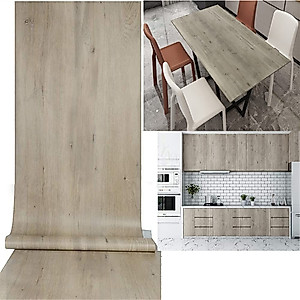 TaoGift Self Adhesive Vinyl Light Grey Wood Shelf Liner Paper Furniture Sticker for Kitchen Cabinets Door Table Cupboard Desk Walls Carfts 15.7"x117"