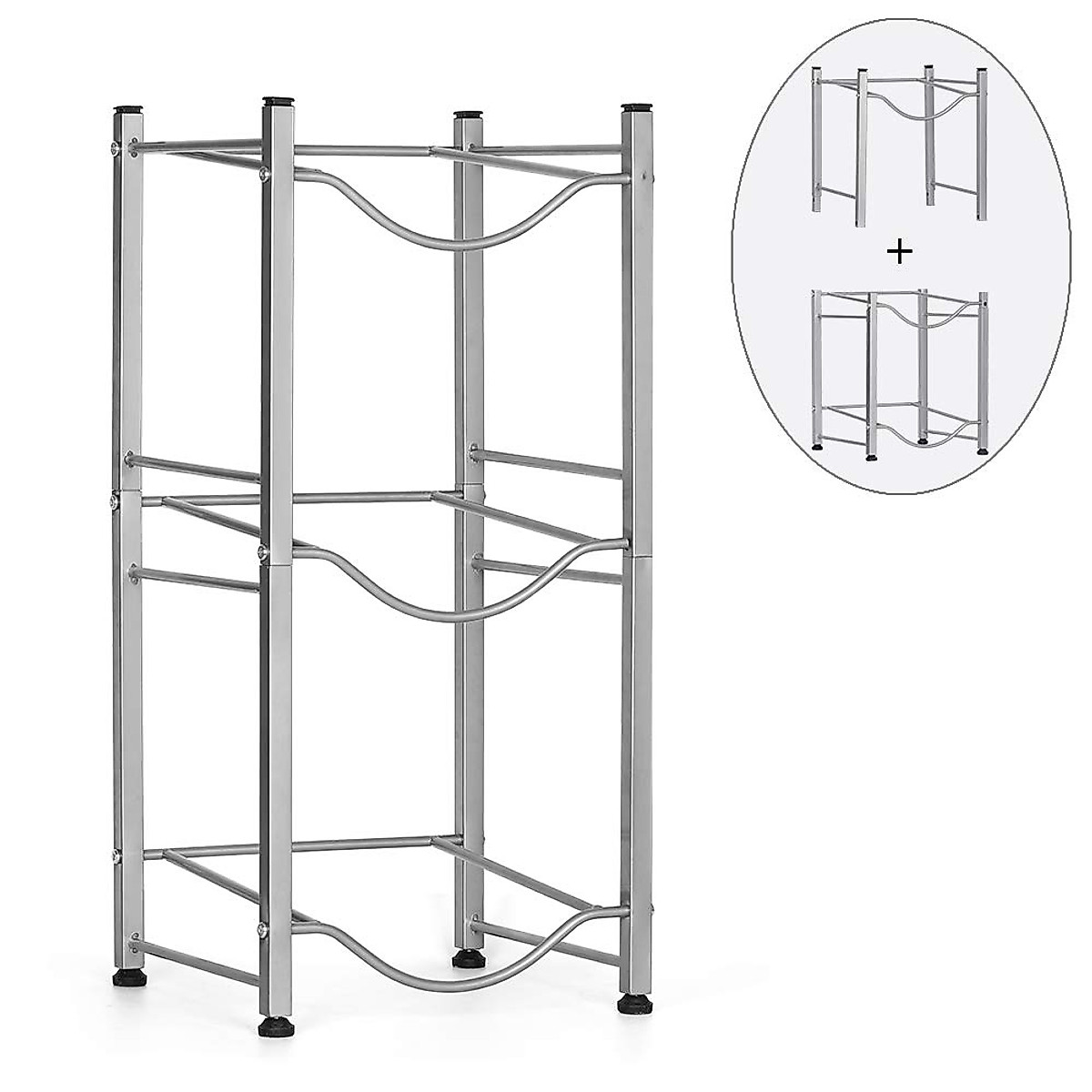 LIANTRAL Water Cooler Jug Rack, 5 Gallon Water Jug Holder Water Bottle Storage Rack, 5 gallon water jug stand, 3 Tiers, Silver