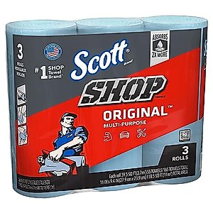 Scott Shop Towels Original (75143), Blue, 55 Towels/Standard Roll, 30 Rolls/Case (10 Bundles of 3 Rolls), 1,650 Towels/Case