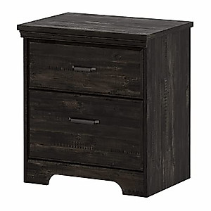 South Shore Versa 2-Drawer Nightstand, Rubbed Black 23 in x 17.75 in x 25.25 in