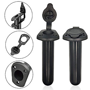 Kayak Flush Mount Fishing Boat Rod Holder with Cap - Plastic Fishing Tackle Accessory Tool for Kayak Boat Canoe Pole