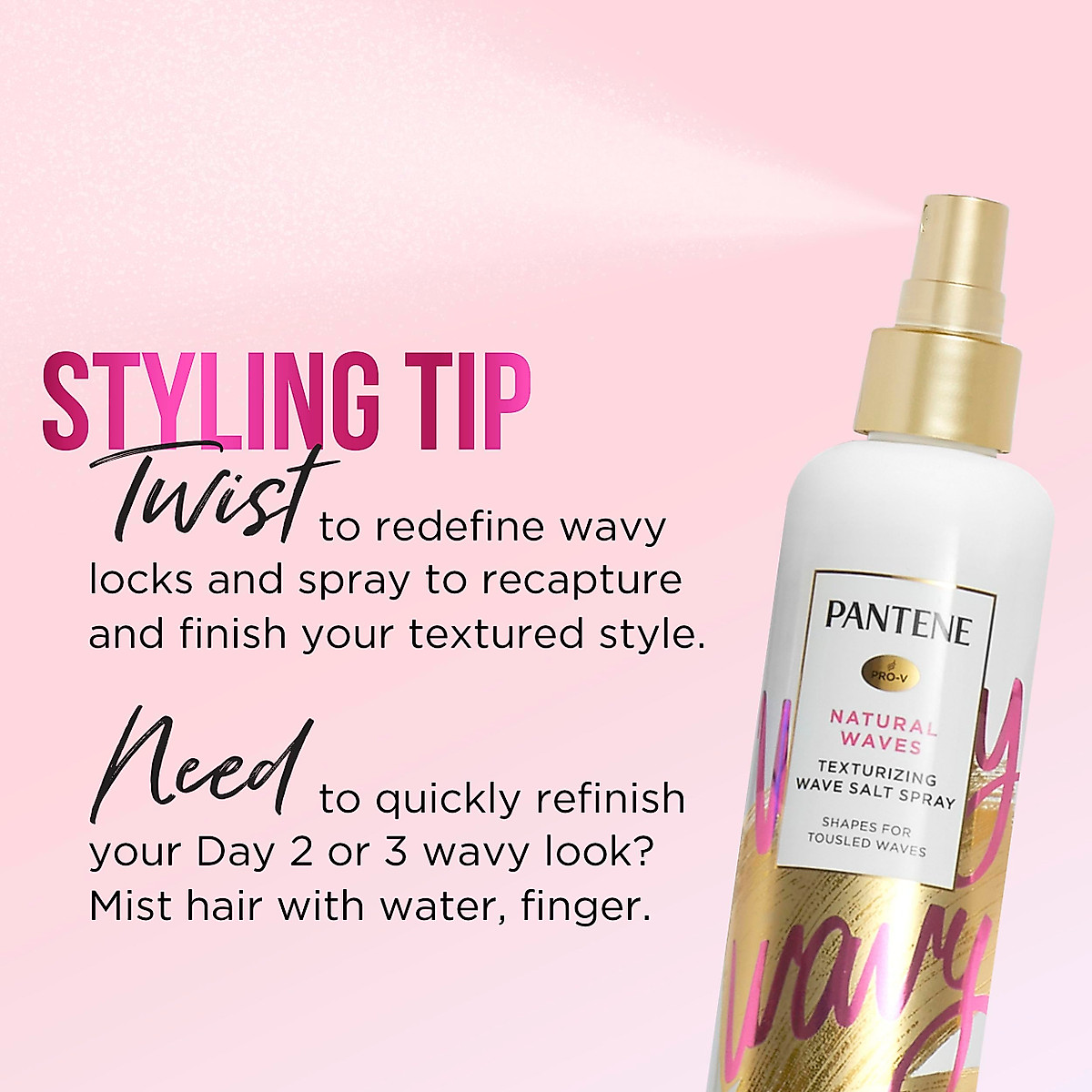 Pantene Pro-V Salt Texturizing Hairspray, No Sea Needed, Natural Waves, Pack of 3, 25.5 oz Total