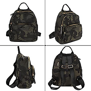 Clara Camouflage Women Mini Backpack Nylon Leisure Daypack Printed Shoulder Bag Handbag Purse(Camouflage)