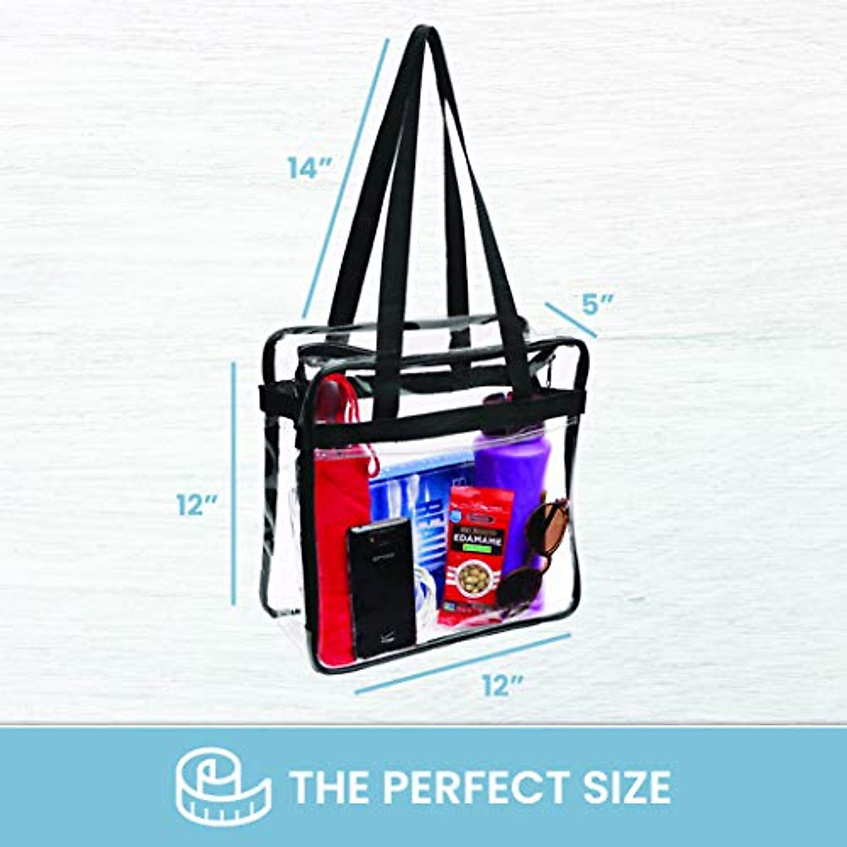 Bags for Less [Set of 2] Clear Bag Stadium Approved with Handles And Zipper - 12 inch x 12 inch x 6 inch