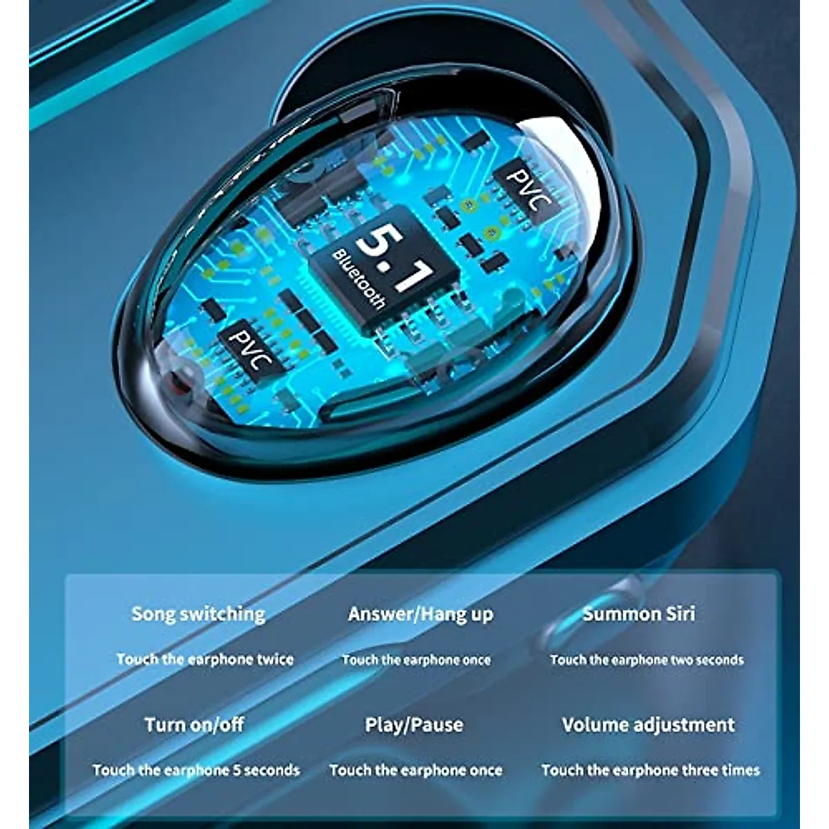 LIZHOUMIL Wireless Earbuds Environmental Noise Cancellation,A18 Bluetooth 5.1 in-Ear Headphones,Waterproof Stereo Earphones with Mic USB-C Charging Case,Built-in Mic Headset Bass for Sport Black