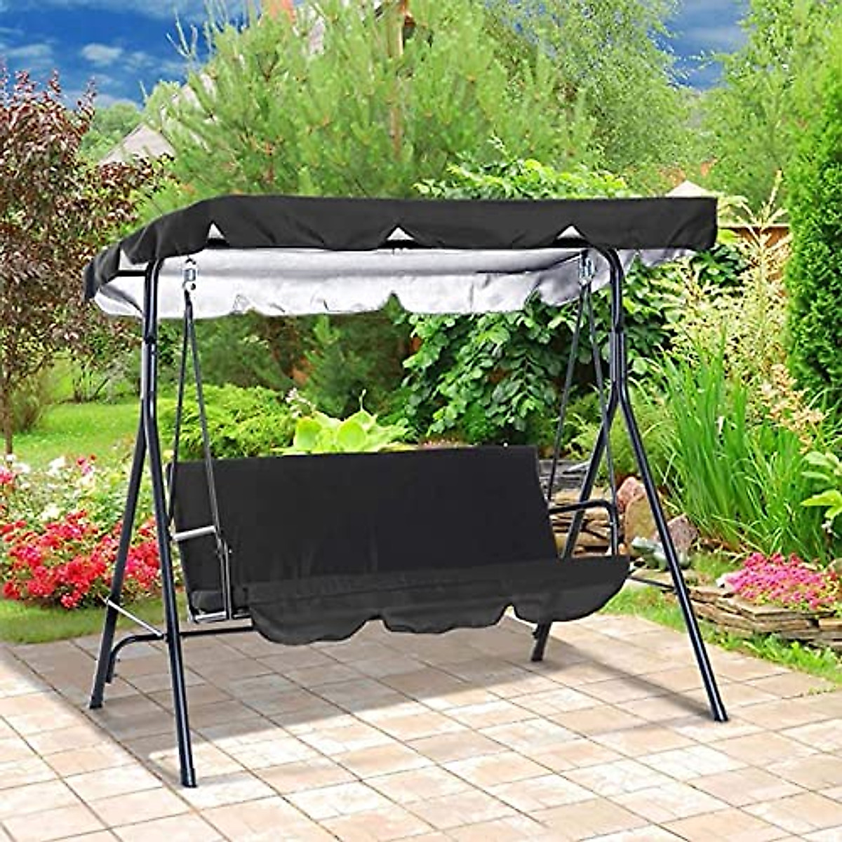 XYQSBY Patio Swing Canopy Set, 55.9 inches All Weather Protection Waterproof Top Cover, Swing Replacement Awning Canopy Covers for Swing Chair Outdoor Garden Furniture (Two-Seater Red)