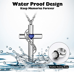 XIUDA Cross Cremation Jewelry for Human Ashes Stainless Steel Urn Necklace for Ashes Memorial Cremation Ashes Necklace for Women Men