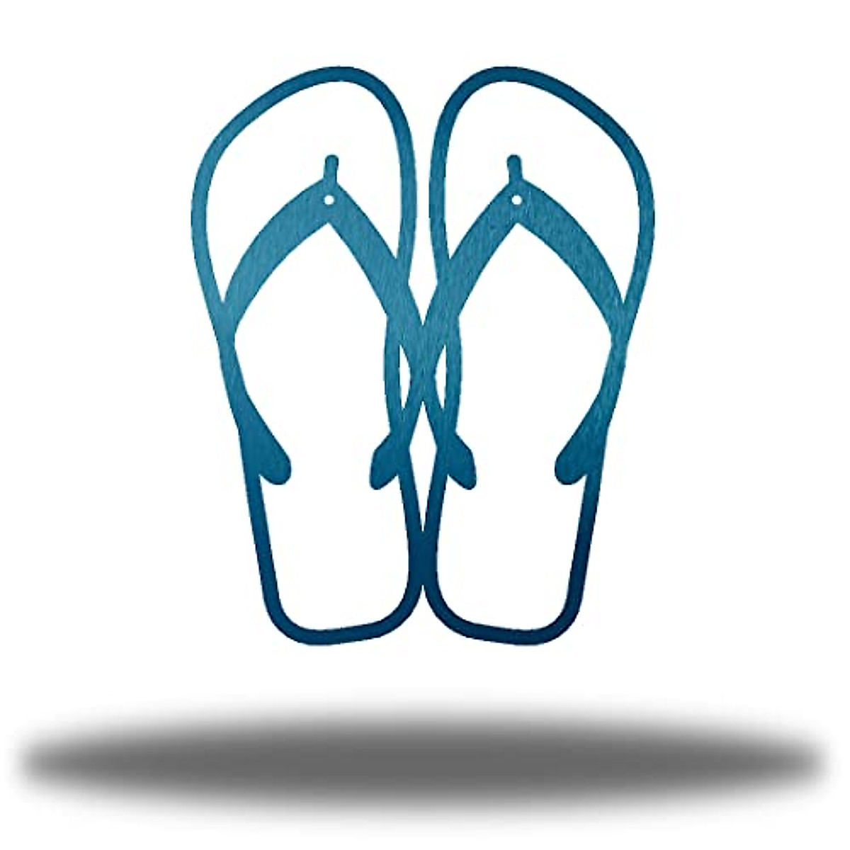 Riverside Designs Coastal Flip Flops Ocean Beach Metal Art Steel Wall Decor (Teal, 8")