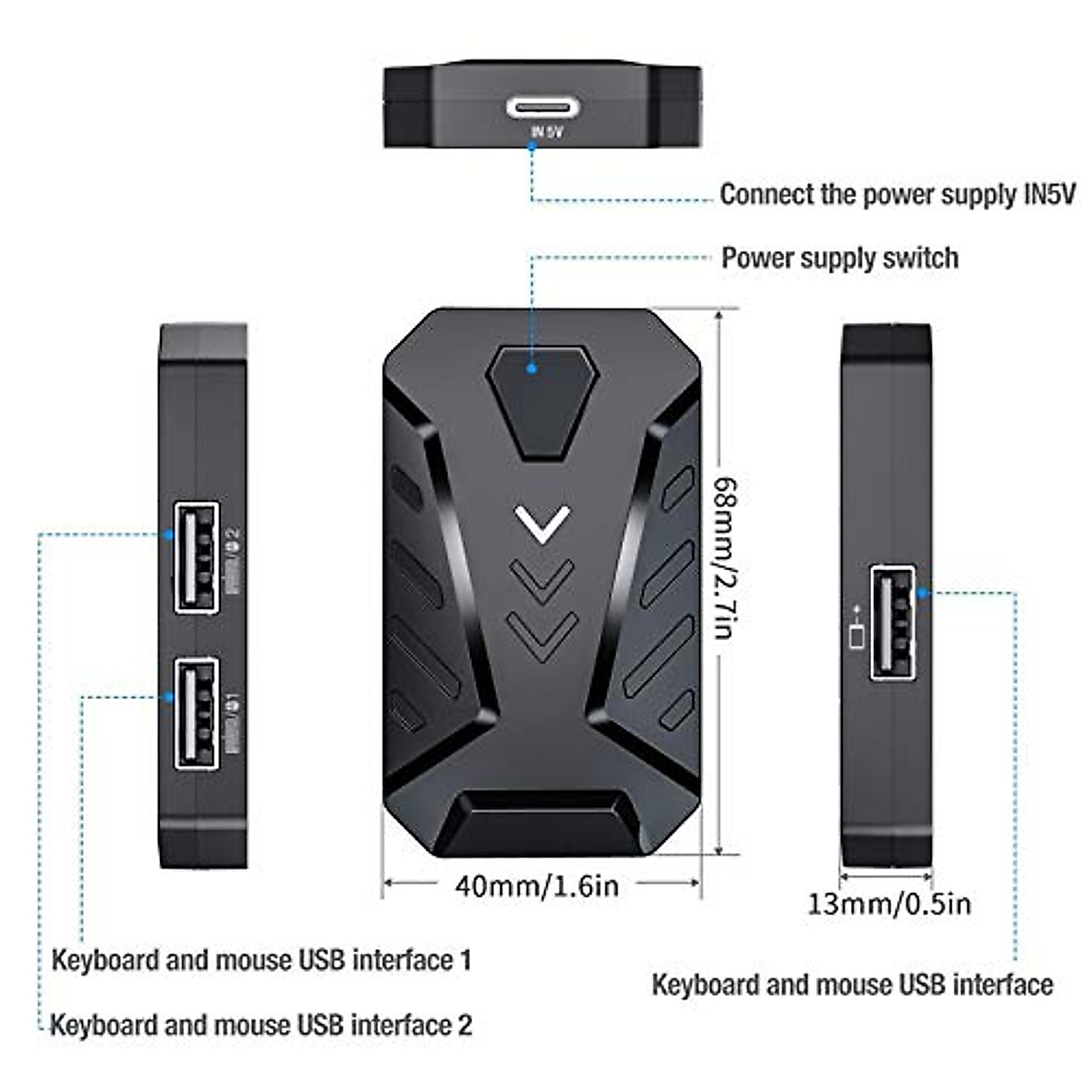 ciciglow Gaming Keyboard and Mouse Converter,Keyboard and Mouse Adapter,Bluetooth Keyboard and Mouse Converter,Mobile Game Converter,Suitable for iOS/Android System (Mix Pro)