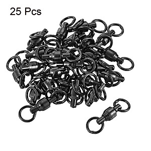 PATIKIL Ball Bearing Swivel, 25 Pack 103lb Stainless Steel Solid Welded Ring Fishing Tackle Connector, Black