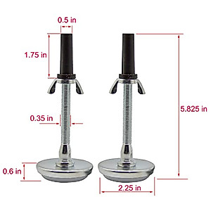 Kings Brand Furniture Adjustable 5.8" Threaded Bed Frame Riser Glide Legs (Set of 4 Glides)