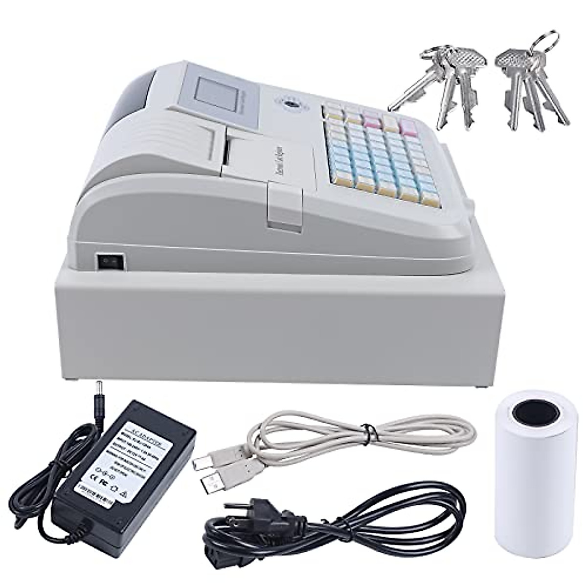 SNKOURIN POS System Cash Register,Electronic Cash Register with Removable Cash Tray and Thermal Printer,Small Square Money Drawer Multifunction Cash Register for Small Business/Retail/Restaurant