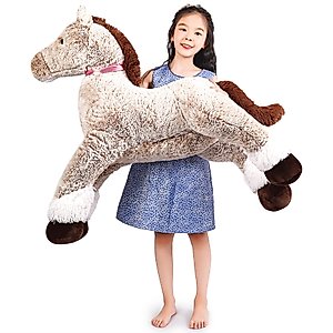 SNOWOLF Giant Plush Horse Large Horse Stuffed Animal Toy Big Pony Unicorn Plush Pillow Doll Gifts for Kids, Valentines, Christmas(Brown,120cm/47.2in)
