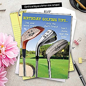 The Best Card Company - 1 Large Birthday Card with Envelope (8.5 x 11 Inch) - Fun Wordy Celebration Card for Birthdays - Golfing Tips J9002BDG