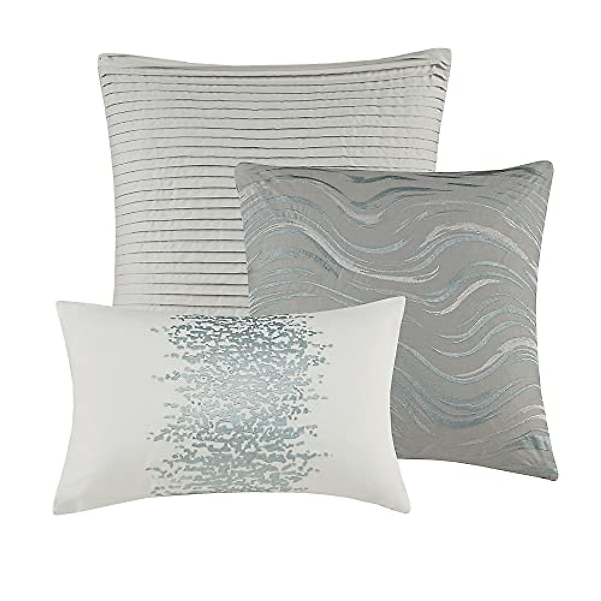 Madison Park Emory Cozy Cotton Comforter Set, Modern Marble Design All Season Down Alternative Casual Bedding with Matching Shams, Decorative Pillows, Queen(90"x90"), Grey 7 Piece