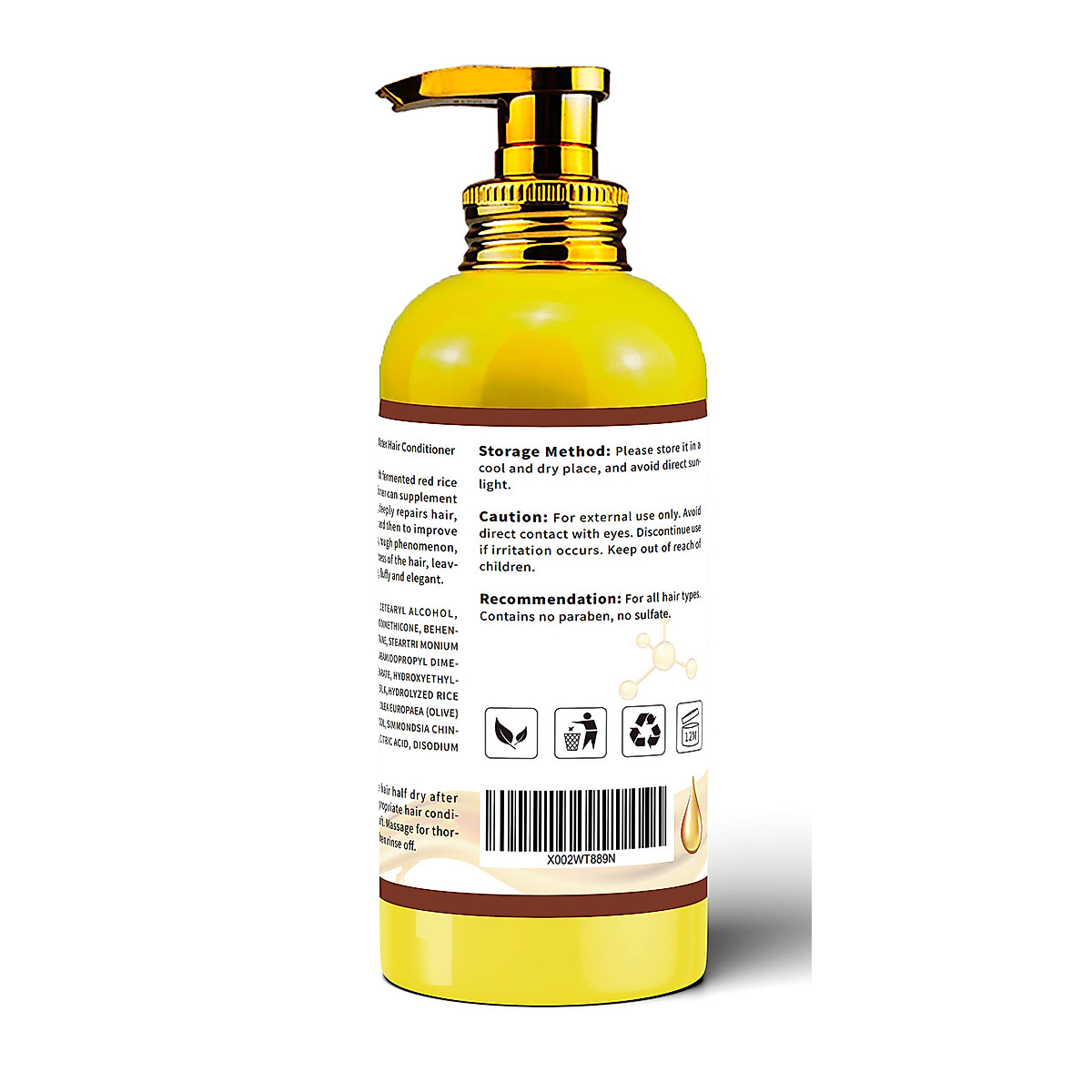 Looloon Rice Water Shampoo and Conditioner Set, 500ml (16.9 oz): Fermented Rice Water for Hair Growth, Moisturizing, Strengthening, and Damaged Hair Repair