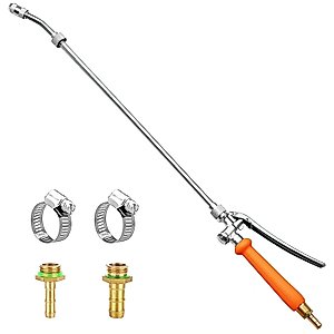 All Metal Replacement Sprayer Wand,1/4" & 3/8" Brass Barb Sprayer Wand Replacement, Stainless Steel Sprayer Wand with Shut off Valve & 2 Hose Clamps (29 Inches Sprayer Wand)