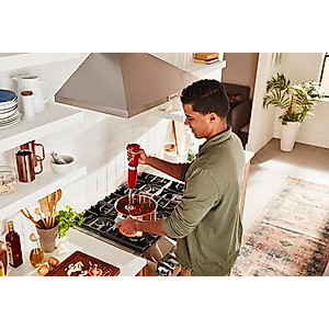 KitchenAid Cordless Variable Speed Hand Blender with Chopper and Whisk Attachment - KHBBV83, Empire Red, 1 Liter