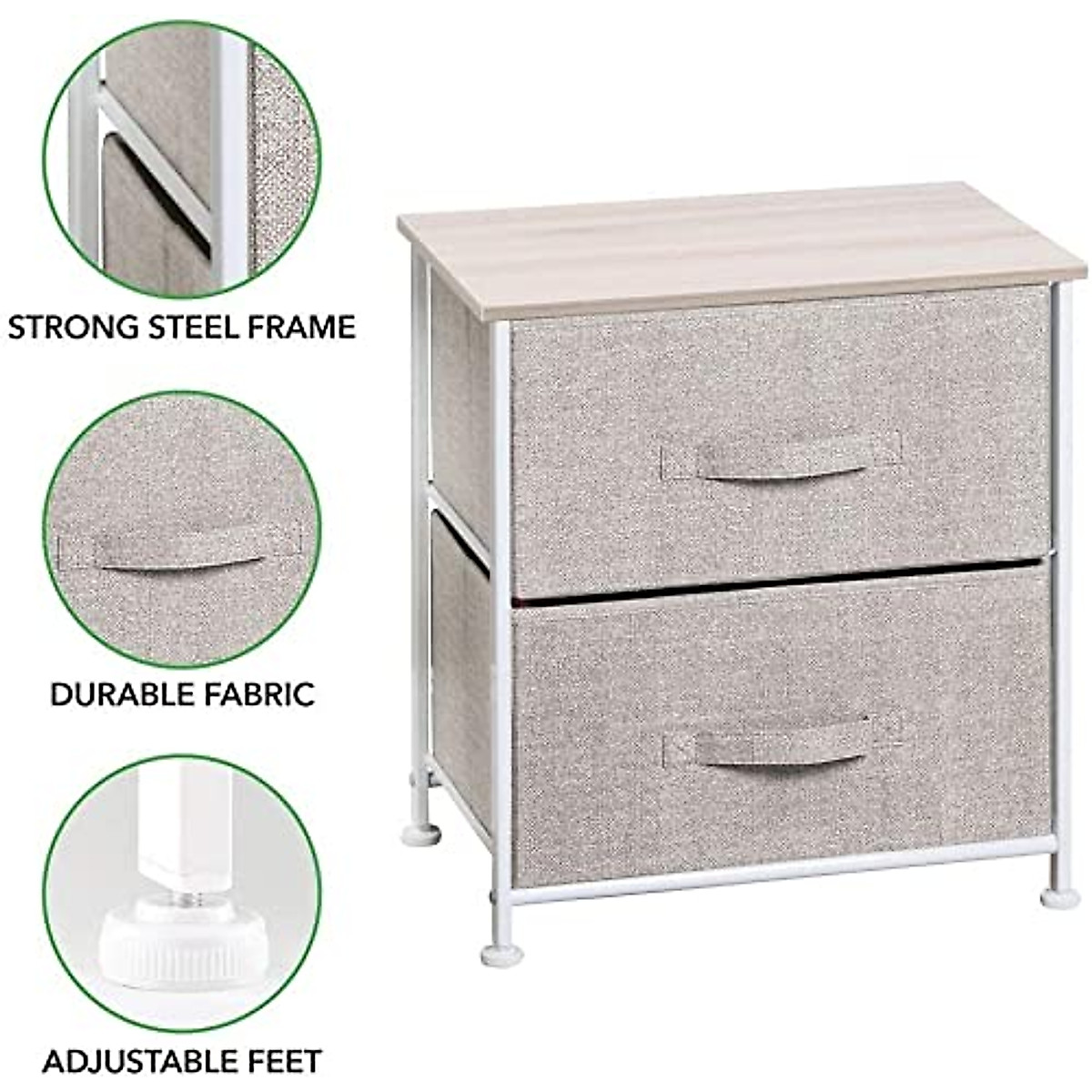 ZSEDP Nordic 2 Drawers Nightstand Bedside Dresser Jewelry Box Makeup Storage Box Cabinet Container Drawer Organizer Bedroom Furniture