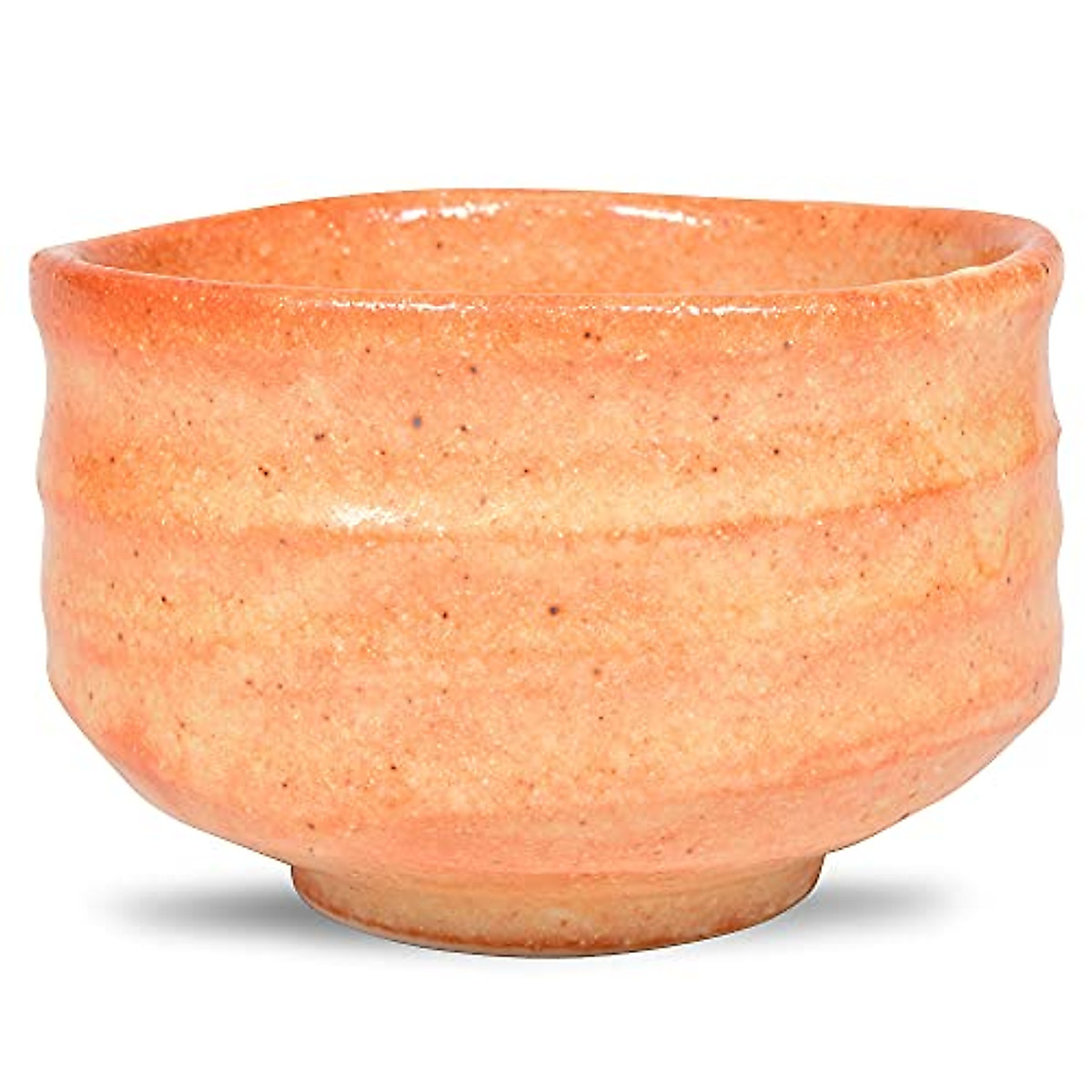 Mino Ware Traditional Japanese Yunomi Tea Cups, Mini Matcha Bowl, Orange AKA SHINO Design for Green Tea, Matcha Tea Set of 2