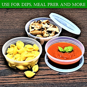 Deli Containers with Lids [8 oz. 50 Pack] Disposable Clear Lunch Containers Leakproof | Plastic Round Food Storage Containers | Freezer Containers for Food