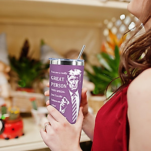 Birthday Gifts for Men Women, Thank You Appreciation Gifts, Sometimes You Forget You Are Awesome Gifts, Inspirational Birthday Gifts for Best Friends, Coworker, Boss, 20 Oz Tumbler, Purple