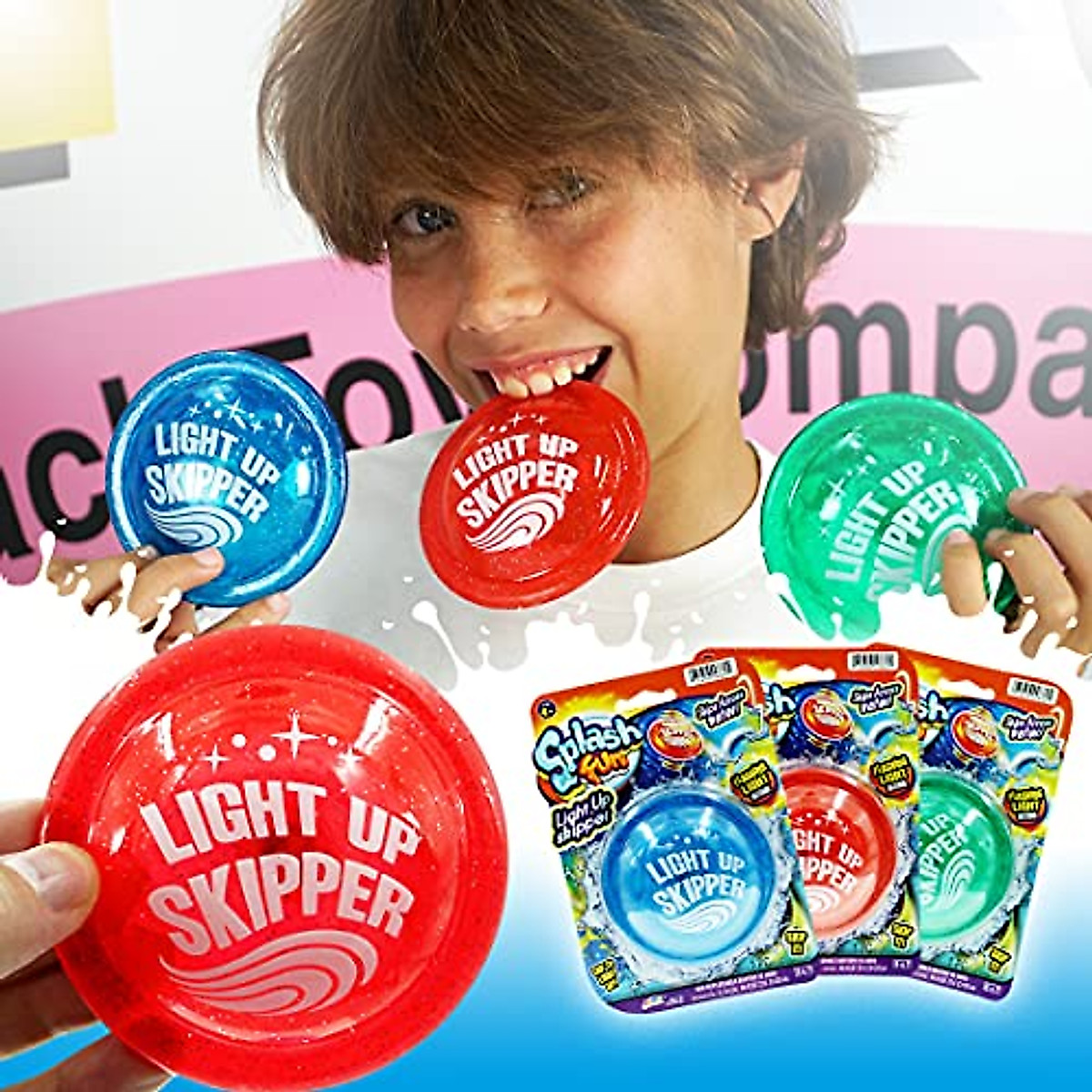 JA-RU Light Up Water Skipper Disc (3 Disc Toy) Water Hopper Bouncing Ball for Kids & Adult. Fun Summer Beach, Lake, & Swimming Pool Toys & Accessories. Outdoor Games. Easter Basket Stuffers. 862-3p