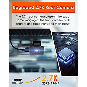 [ Bundle-4 Items: Vantrue E2 2.7K Dash Cam + Vantrue 512GB SD Card + Hardwire Kit+CPL ] 2.7K + 2.7K Dash Cam Front and Rear, Buffered Parking Mode, Night Vision, GPS, Voice Control