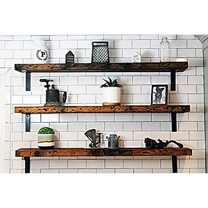 Modern Timber Craft Reclaimed Wood Mantel Shelf | Easy-to-Install | Steel Angle Brackets Included | Rustic Decoration | 2" Thickness | 60" L x 6" D, Oiled