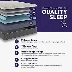 Blissful Nights - e4 Split Head Flex Top King Size Adjustable Bed Frame Set with 12" Copper Gel Infused Memory Foam Mattress Medium Firm, 120-Night Trial