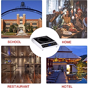1800W Commercial Induction Cooktop Stainless Steel Burner Countertop Temp Settings from 140°F to 465°F 120V Stove Electric Burner NSF-Certified with LCD Screen and ANTI-SKIP Surpace