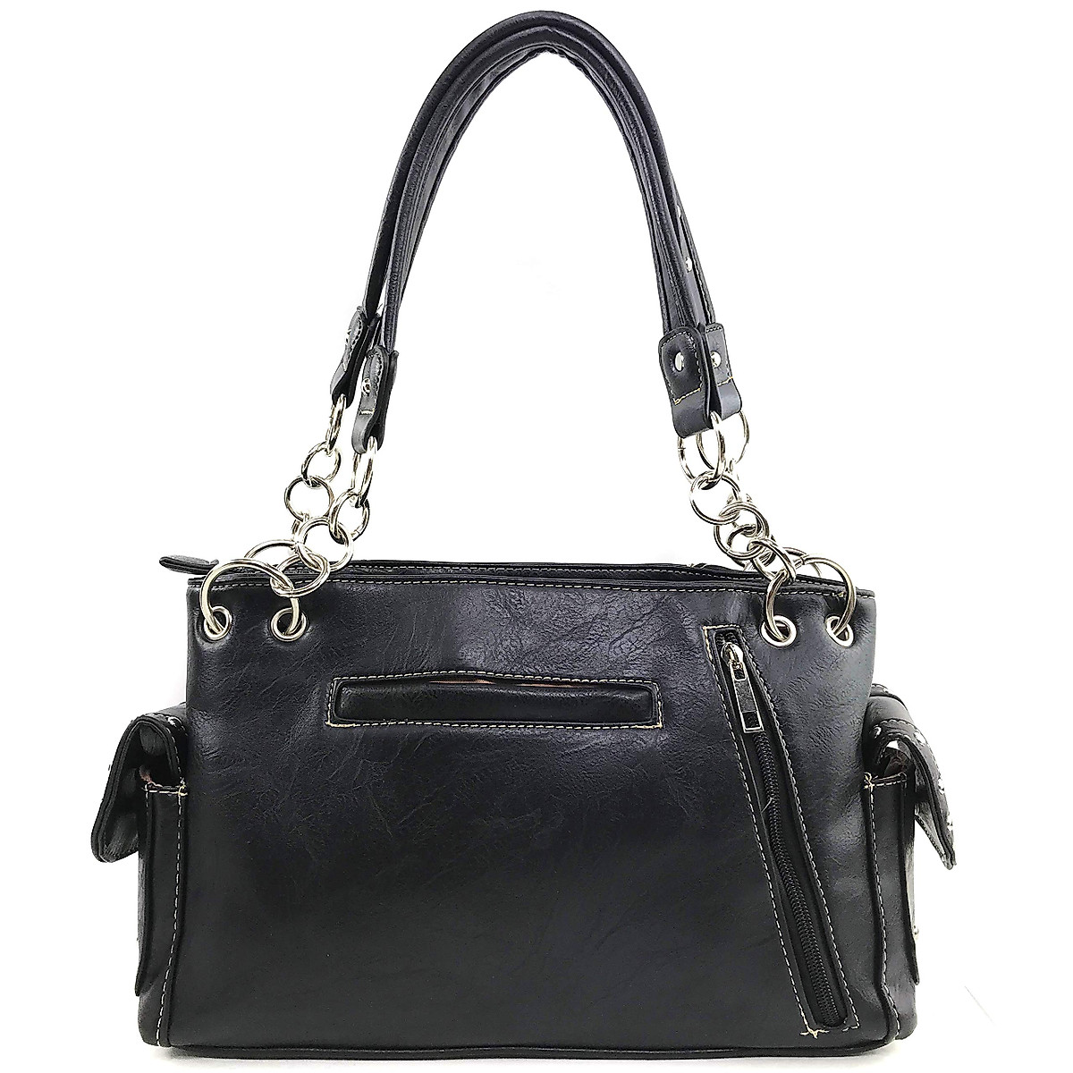 Justin West Women's Concealed Carry Angel Wings Cross Faith Hope Love Western Handbag Tote Purse (Black Handbag Wallet Set)