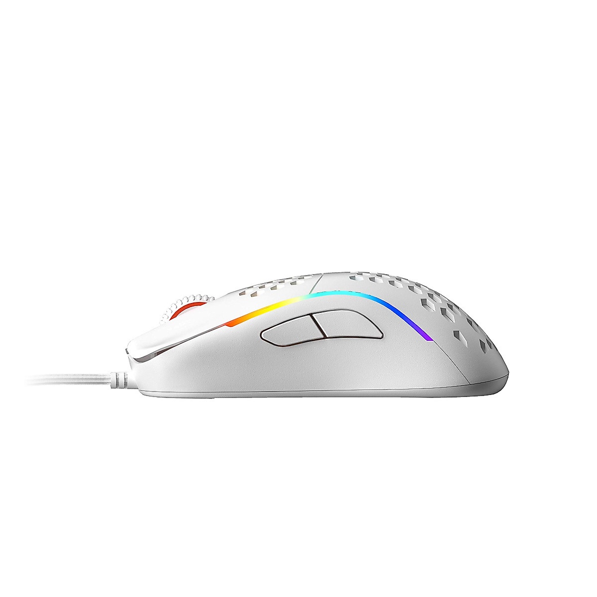 HK Gaming NAOS M Ultra Lightweight Honeycomb Shell Ambidextrous Wired RGB Gaming Mouse 12 000 cpi | 7 Buttons | 59 g (Naos-M, White)