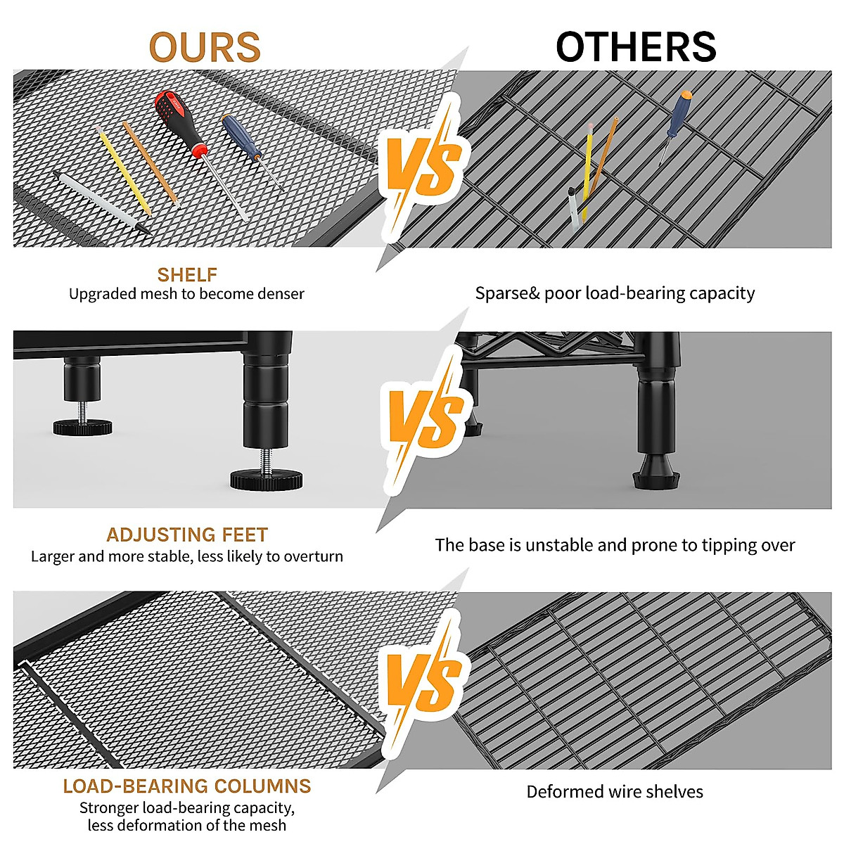 Clussbin Garment Rack Hanging Clothes Heavy Duty Clothes Rack, 3 Tiers Adjustable Wire Shelving Metal Clothing Racks with Double Rods and Side Hooks, Free Standing Wardrobe Closet for Bedroom, Black