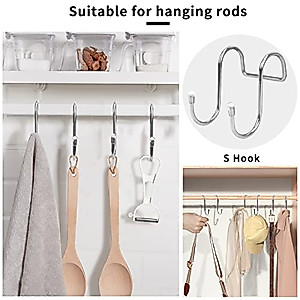 Colorlife Over The Door Hooks 8 Pack S Hooks for Hanging Heavy Duty Metal Organizer Hooks for Living Room, Bedroom, Bathroom, Kitchen Hanging Pots,Pans,Kitchen Utensil,Plants,Cups,Bags,Clothes-Silver