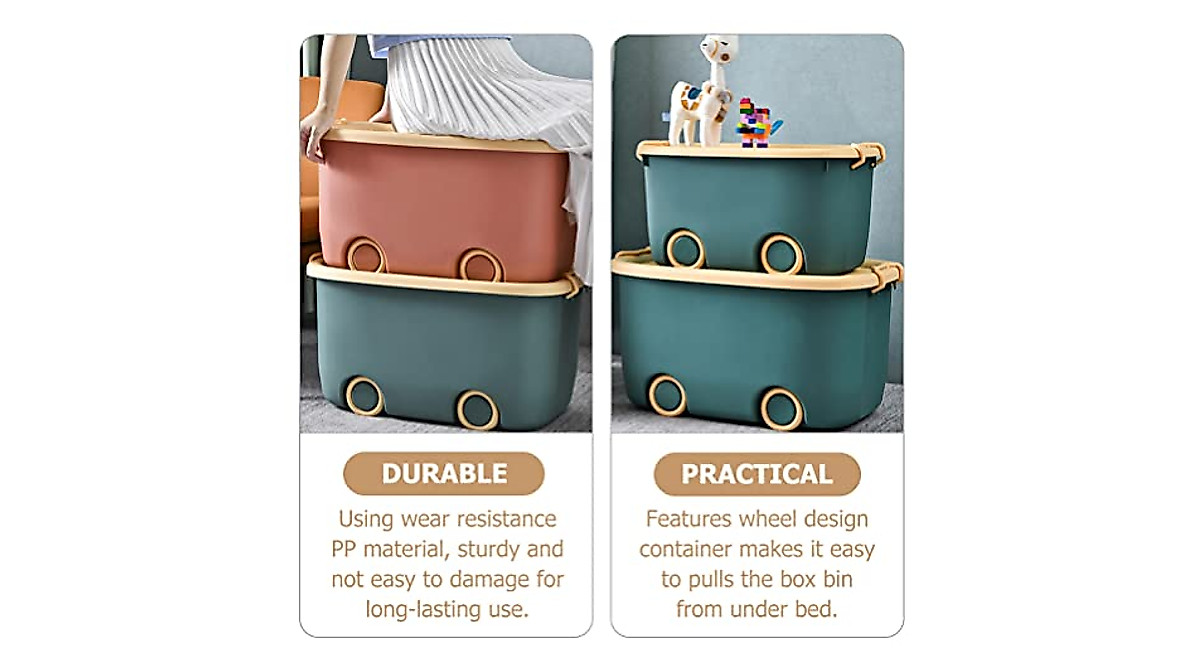 LIFKOME Stackable Toy Storage Box with Wheels