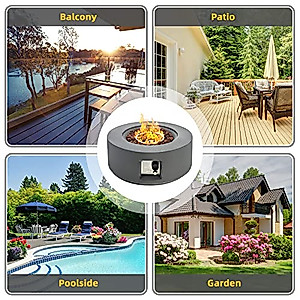 Giantex Propane Fire Pit Table W/ CSA Certification & PVC Cover, 27.5 Inches Round Gas Fire Pit w/ 40,000 BTU, Adjustable Flame, Lava Rocks, Outdoor Propane Fire Pit for Patio Garden Backyard