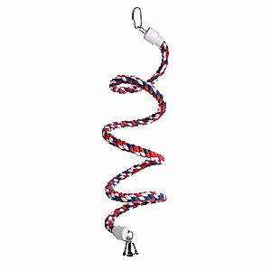 Aigou® Bird Rope Perch,Spiral Cotton Parrot Swing Climbing Standing Bird Toys with Bell (Small - 52 inch)