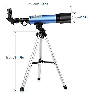 Timisea Telescope for Kids & Beginners, Portable Refractor Telescope 90x Magnification with Tabletop Tripod and Two Eyepieces, Best Gift for Kids to Explore Moon Space, View Wildlife, Watch Night-Sky