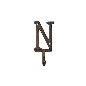 Handcrafted Nautical Decor Rustic Copper Cast Iron Letter N Alphabet Wall Hook 6"