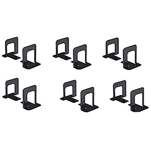 Innovera Nonskid Heavy Gauge Steel Universal Economy Bookends, 4 3/4 x 5 1/4 x 5-Inches, Black, 6 Pair (54055)