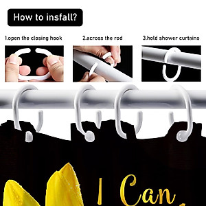 AZHM Sunflower Shower Curtain Sets 4 Piece Quotes Butterfly Bathroom Decor Sets with Rugs Include Waterproof Shower Curtain Non-Slip Rug Toilet Lid Cover Bath Mat and 12 Plastic Hooks