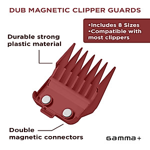 Gamma+ Professional Dub Magnetic Hair Clipper Guards from 1/16 to 3/4" Premium Neodymium Red