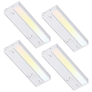 TORCHSTAR LED Under Cabinet Lighting 3CCT, 8 Inch 6W 400LM, Hardwired & Plug-in, 3 Color Selectable CRI90 120V ETL Listed Dimmable Under Counter Lights for Kitchen, White Aluminum Housing, Pack of 4
