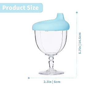 IN-COG-NEATO Winey Baby Champagne Sippy Cup Wine Glass Bottle Goblet For All Kids Silicone Lid Unbreakable Dishwasher Safe (Blue)