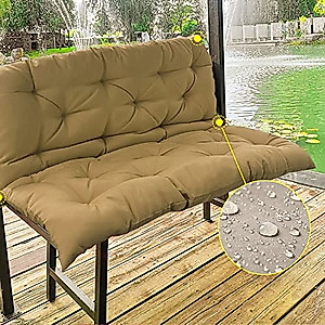 Mrzneaoch Porch Swing Cushion with Backrest and Ties 3 Seat Swing Cushion Replacement Thicken 4" Outdoor Swing Cushions for Outdoor Cushions for Patio Furniture (60 * 40 * 4 inch)