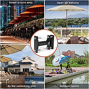 Homydom Deck Umbrella Clamp Outdoor Universal Patio Umbrella/Torch Mount Holder Attaches to Railing Maximizing Patio Space, 3 Pack Black